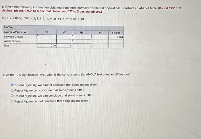 Solved a. Given the following information obtained from | Chegg.com