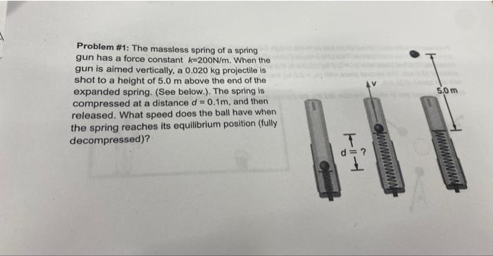 Solved Problem #1: The massless spring of a spring gun has a | Chegg.com