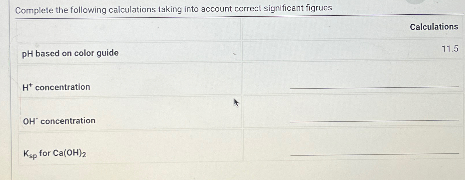 Solved Complete the following calculations taking into | Chegg.com