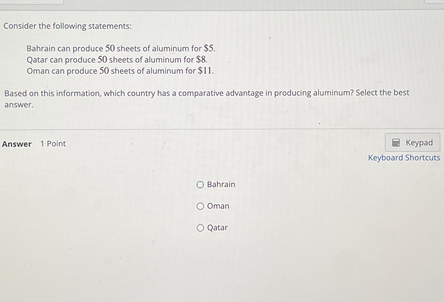 Solved Consider the following statements:Bahrain can produce | Chegg.com