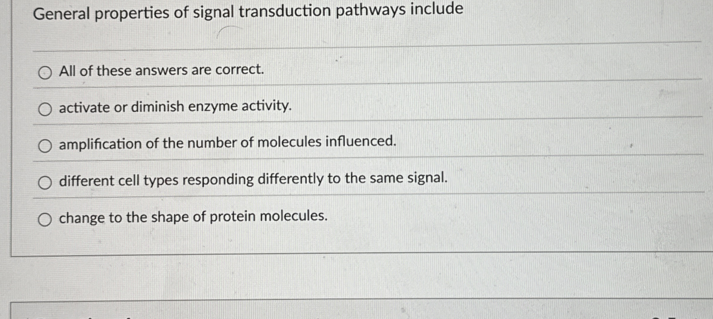 Solved General properties of signal transduction pathways | Chegg.com
