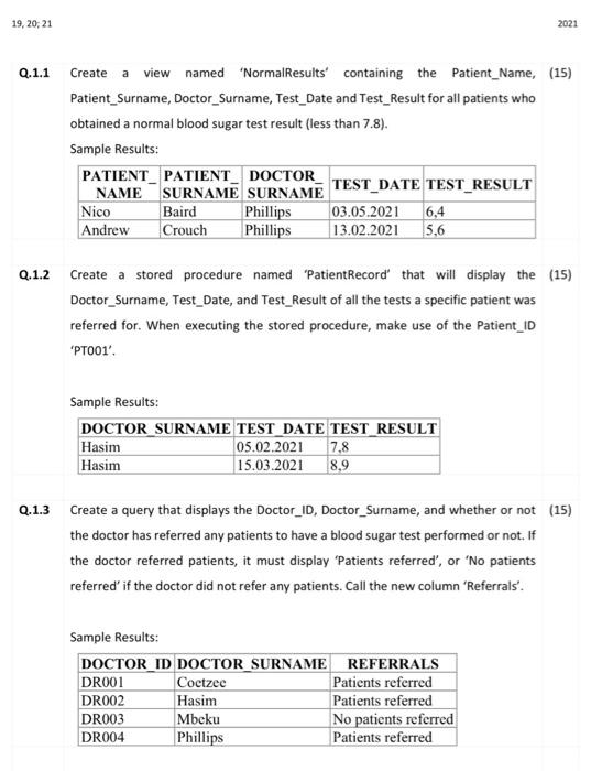 Solved Question 1 (Marks: 60) This question is based on a | Chegg.com