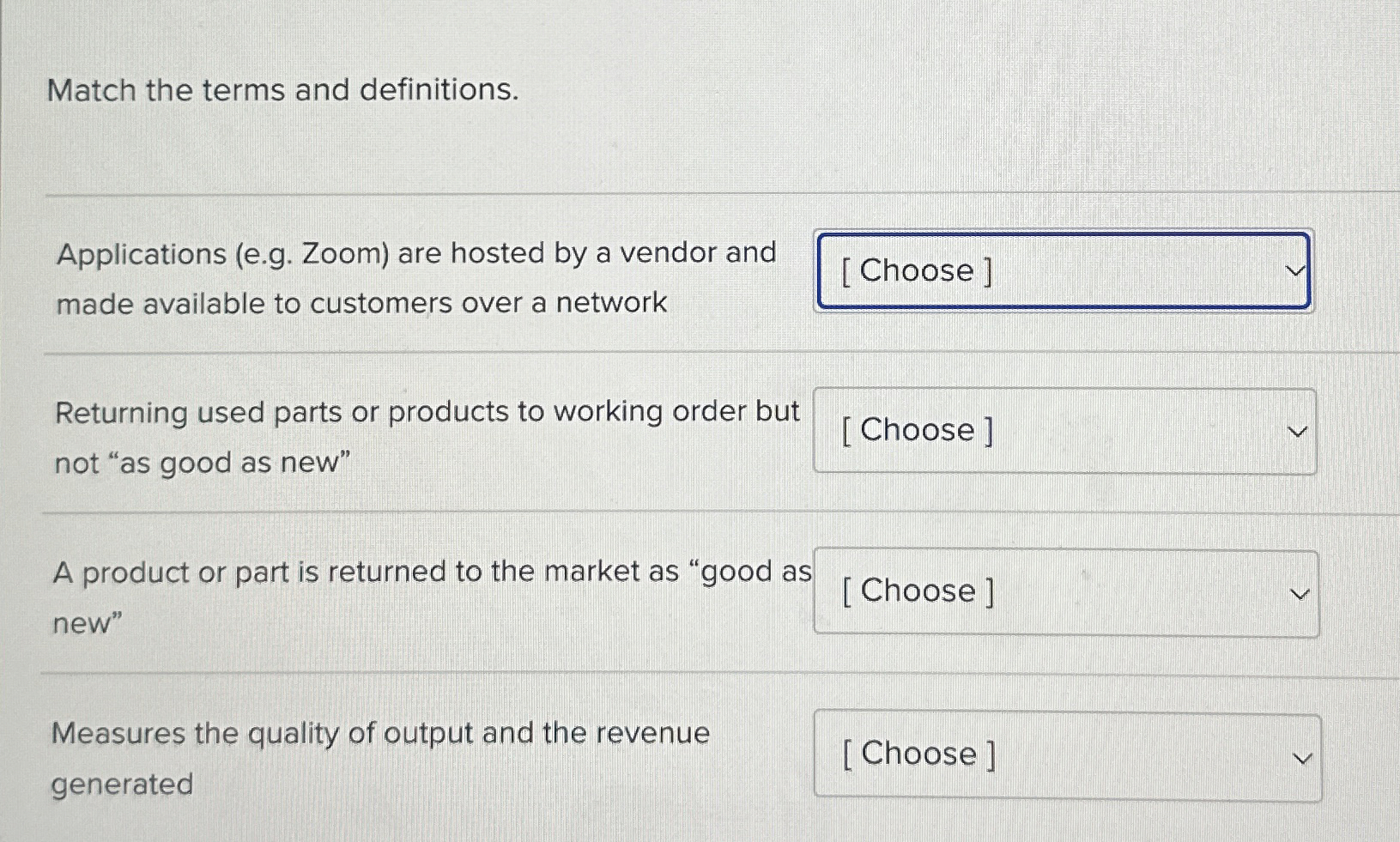 Solved Match the terms and definitions.Applications (e.g. | Chegg.com