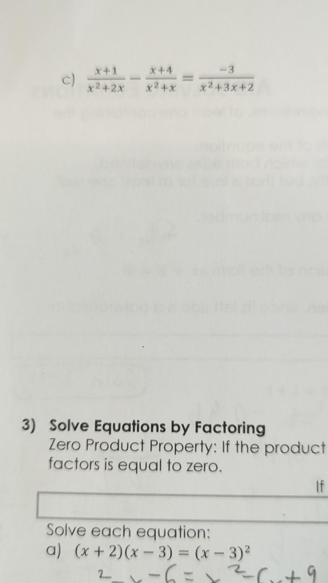 Solved C) x2+2xx+1−x2+xx+4=x2+3x+2−3 3) Solve Equations by | Chegg.com