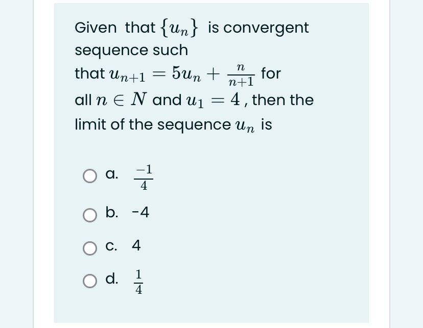 Solved Given that {un} ﻿is convergent sequence such that | Chegg.com