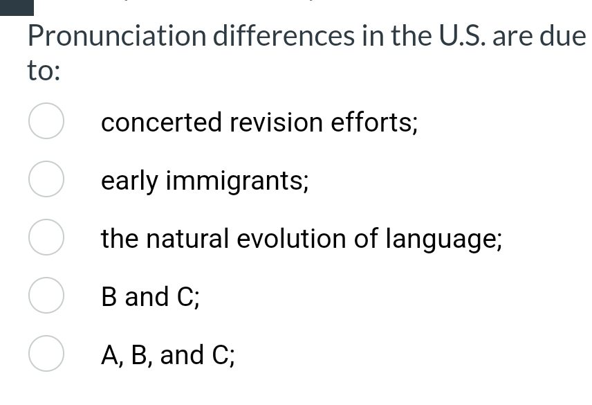 Solved Pronunciation differences in the U.S. ﻿are due | Chegg.com