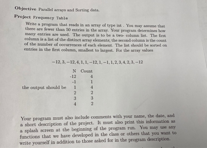 Solved Objective Parallel arrays and Sorting data. Project | Chegg.com