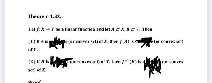 Solved Theorem 1.32.: Let f:X→Y be a linear function and let | Chegg.com