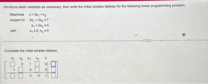 Solved Introduce slack variables as necessary, then write | Chegg.com