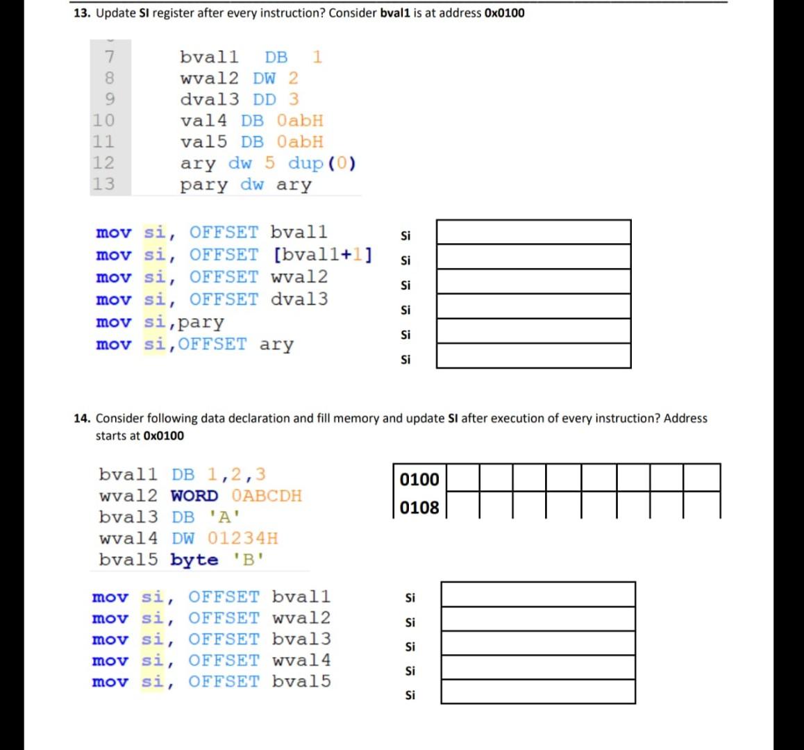 Solved 13. Update SI register after every instruction? | Chegg.com