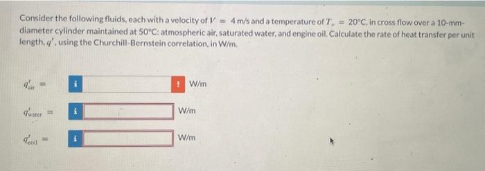 Solved Consider the following fluids, each with a velocity | Chegg.com