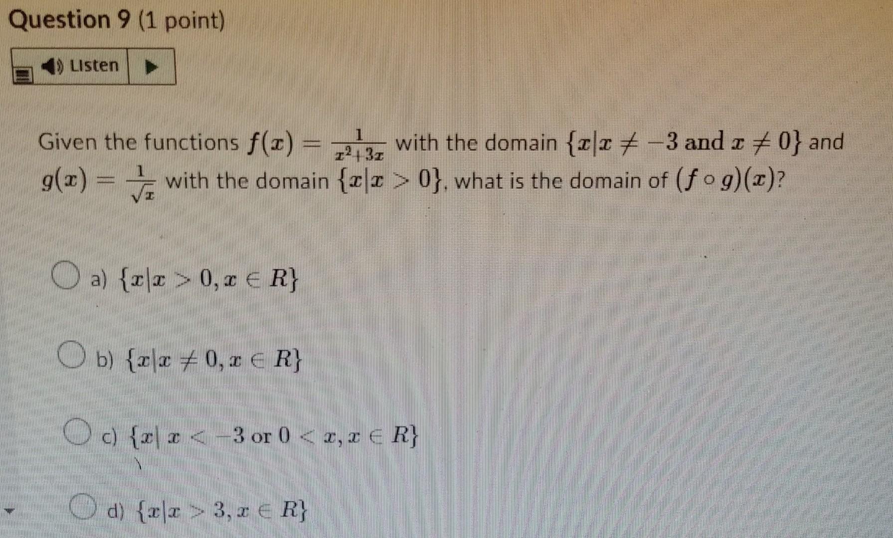 Solved Given the functions f(x)=x2+3x1 with the domain | Chegg.com