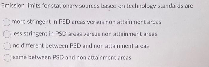 Solved Emission limits for stationary sources based on | Chegg.com