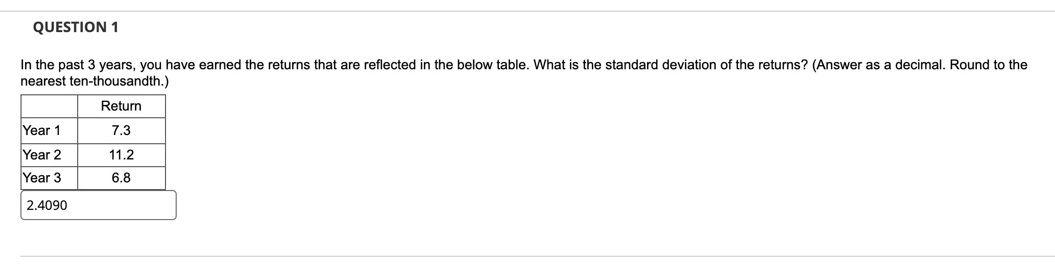 Solved QUESTION 1In the past 3 ﻿years, you have earned the | Chegg.com