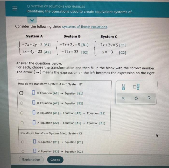 Solved O SYSTEMS OF EQUATIONS AND MATRICES Identifying the | Chegg.com