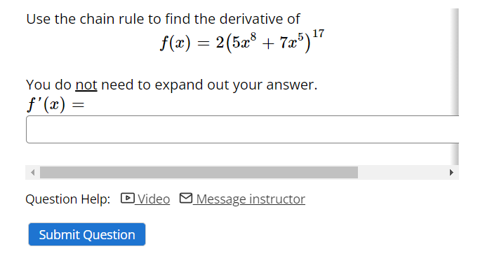 Solved Use the chain rule to find the derivative | Chegg.com