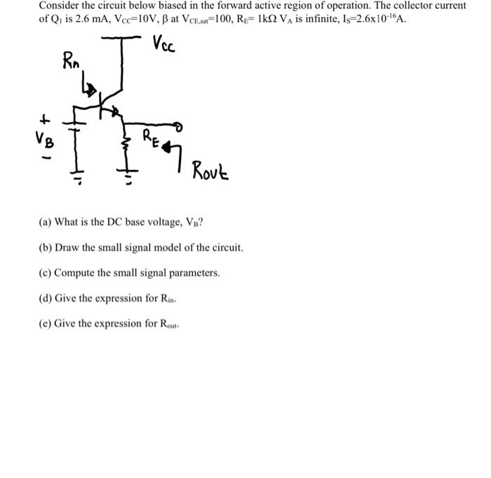 Consider the circuit below biased in the forward | Chegg.com
