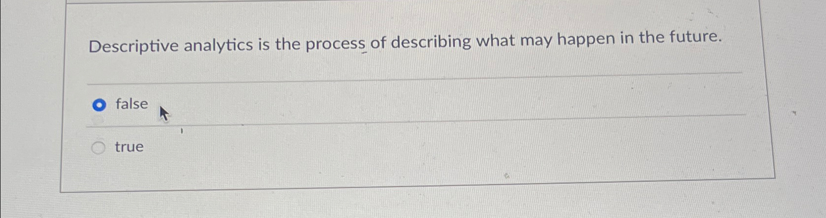 Solved Descriptive analytics is the process of describing | Chegg.com