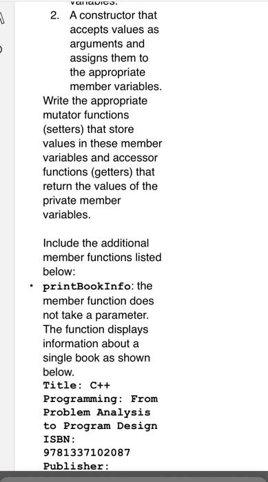 Solved 2. A constructor that accepts values as arguments and | Chegg.com