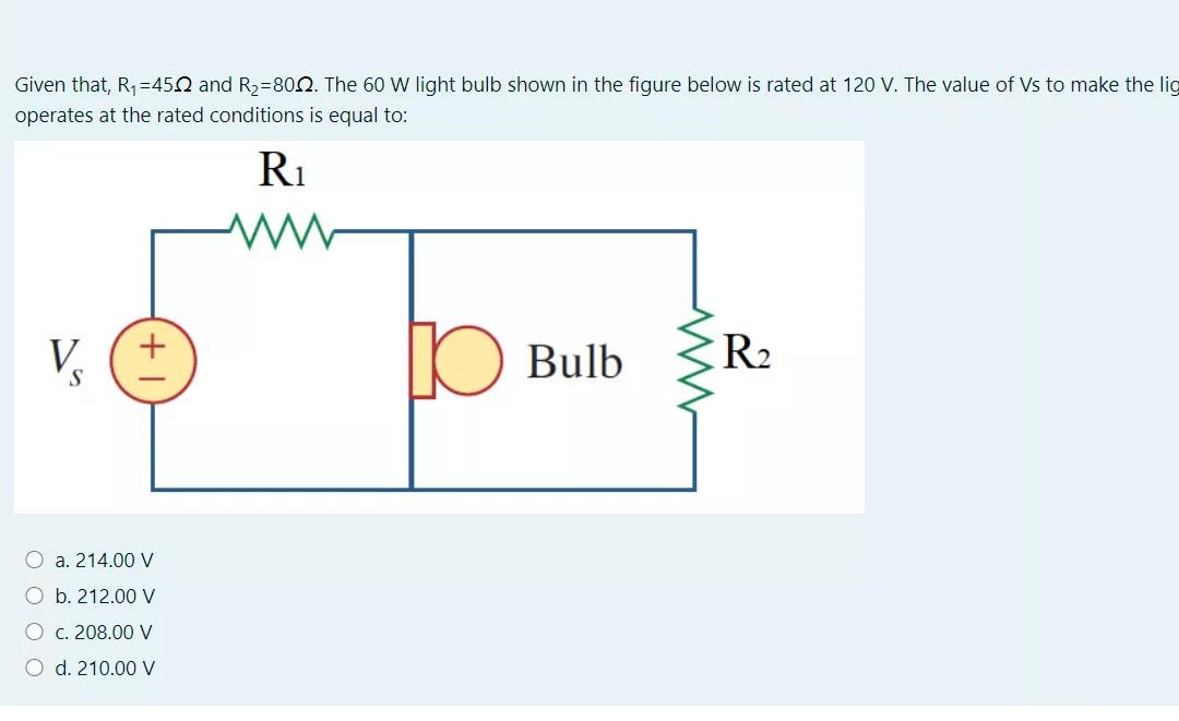 Solved Given that, Ry=452 and R2=8022. The 60 W light bulb | Chegg.com
