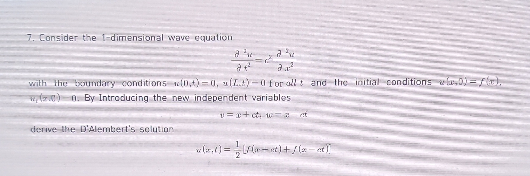 Solved Consider the 1-dimensional wave | Chegg.com