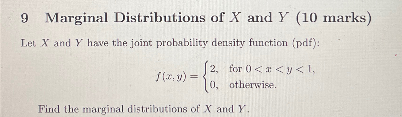 Solved 9 ﻿Marginal Distributions of x ﻿and Y ﻿Let x ﻿and Y | Chegg.com