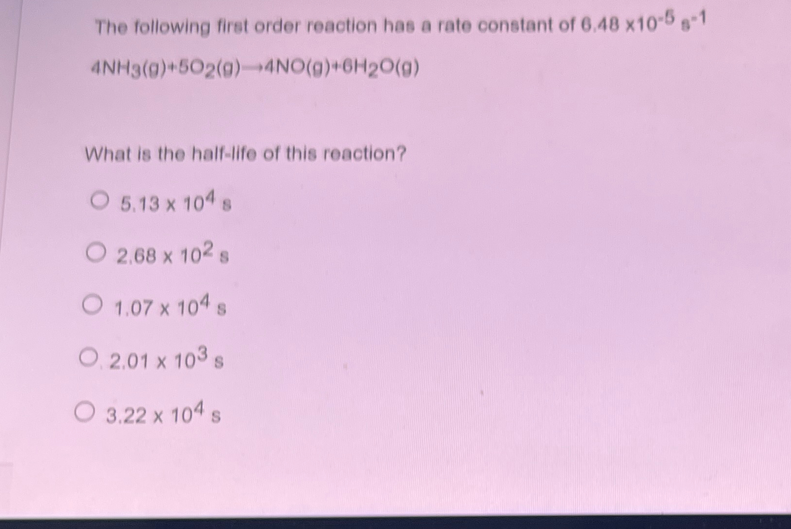 Solved The following first order reaction has a rate | Chegg.com