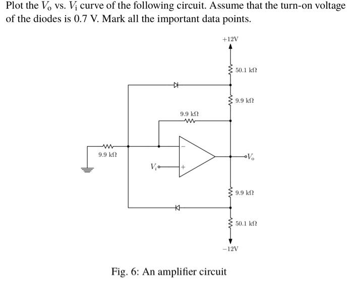 Plot the Vo vs. Vi curve of the following circuit. | Chegg.com