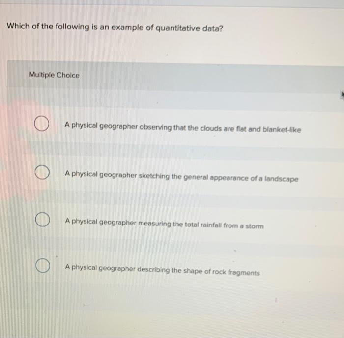 Solved Which of the following is an example of quantitative | Chegg.com