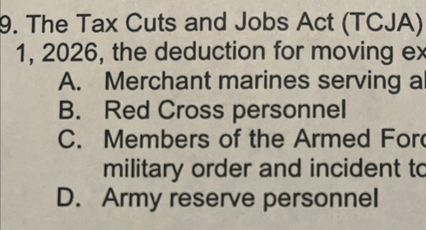 Solved The Tax Cuts and Jobs Act (TCJA) 1,2026 , ﻿the | Chegg.com