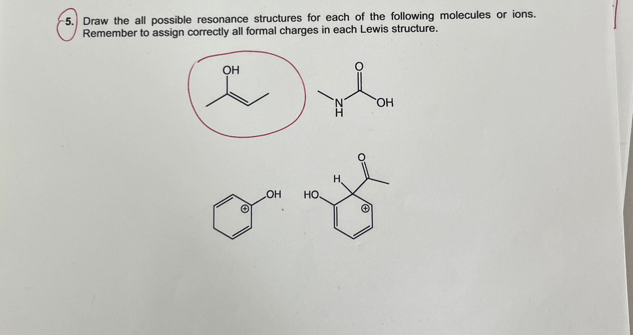 Solved Draw the all possible resonance structures for each | Chegg.com