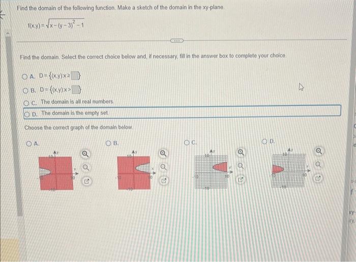 Solved Find The Domain Of The Following Function Make A