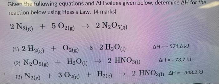 Solved Given the following equations and AH values given | Chegg.com