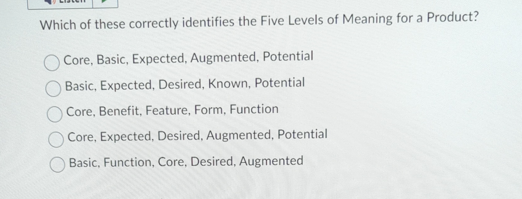 Solved Which of these correctly identifies the Five Levels | Chegg.com
