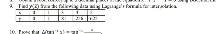 Solved Find y(2) ﻿from the following data using Lagrange's | Chegg.com