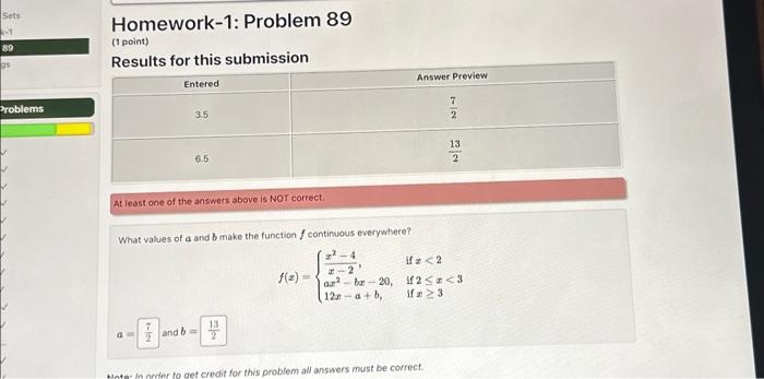 Solved Homework-1: Problem 89 (1 point) Resılts for this | Chegg.com