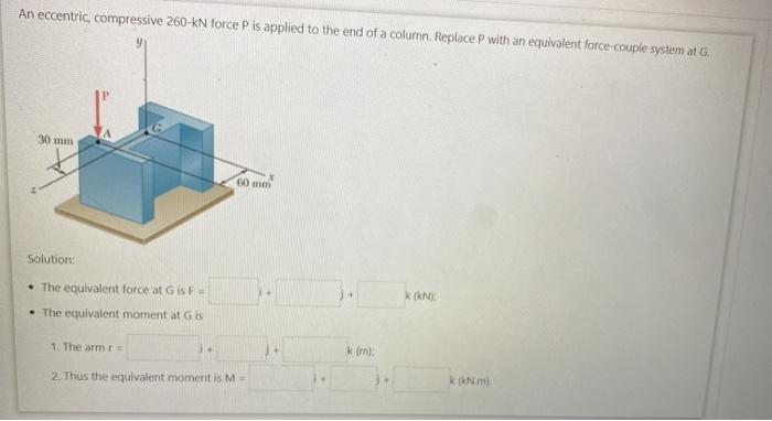 Solved An eccentric, compressive 260 kN force P is applied | Chegg.com