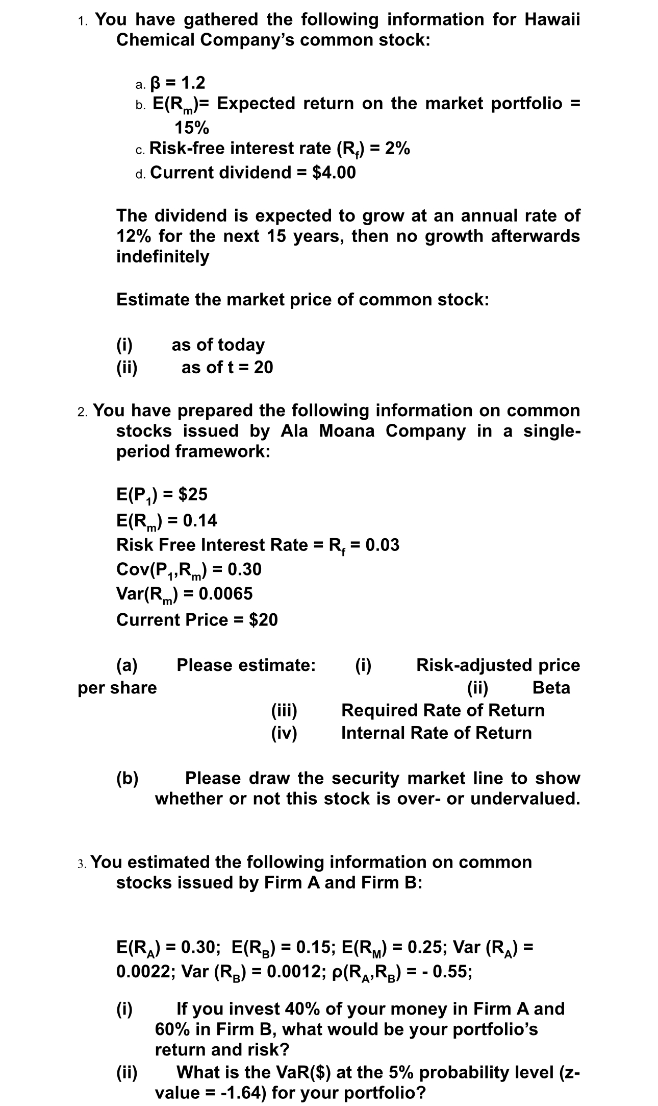 Solved Special Assignments for Bus 3141. ﻿You have gathered | Chegg.com