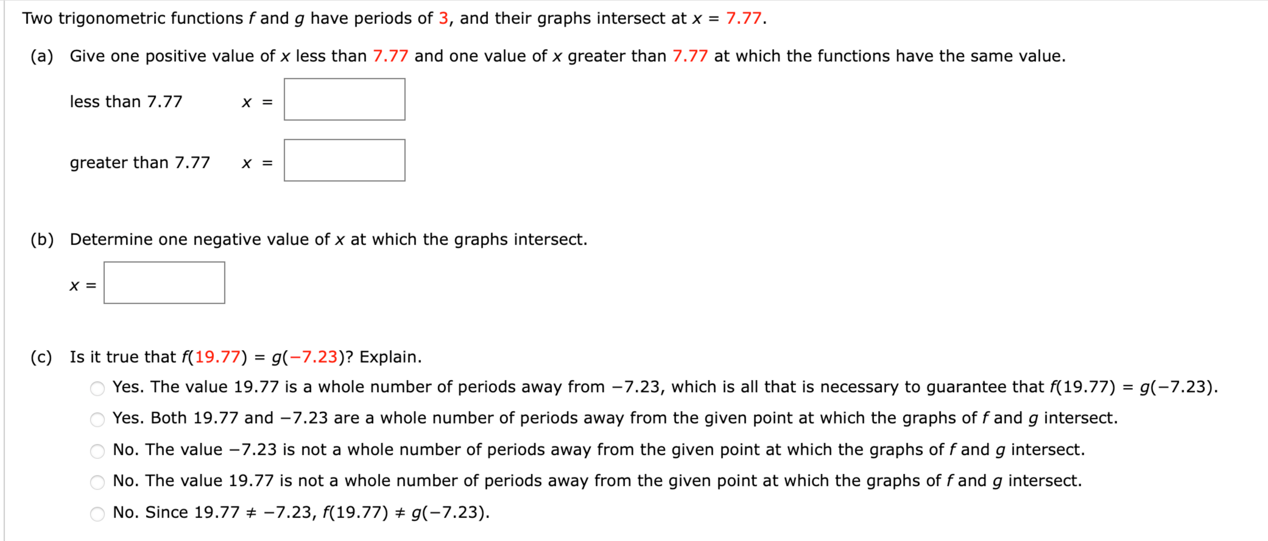 Solved Two trigonometric functions f ﻿and g ﻿have periods of | Chegg.com