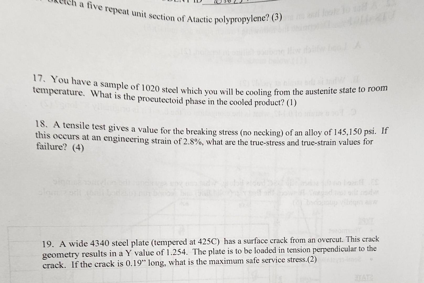 Solved unit section of Atactic polypropylene? (3) 17. You | Chegg.com