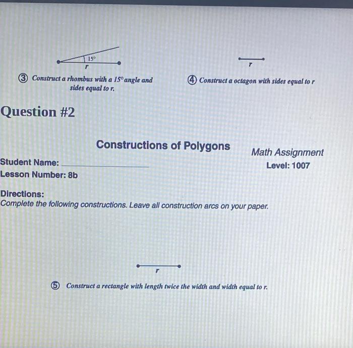 Solved Constructions of Polygons Student Name: Lesson | Chegg.com