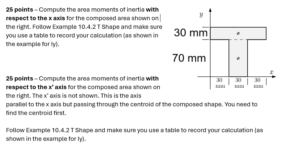 Solved 25 ﻿points - ﻿Compute the area moments of inertia | Chegg.com