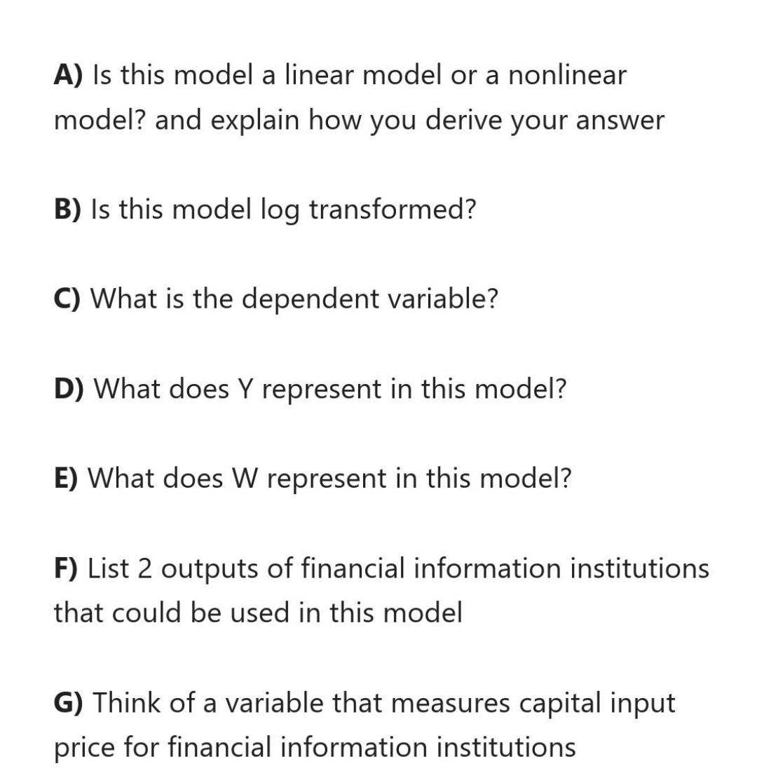 Solved A) Is this model a linear model or a nonlinear model? | Chegg.com