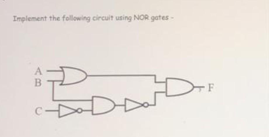 Solved Implement the following circuit using NOR gates - A B | Chegg.com