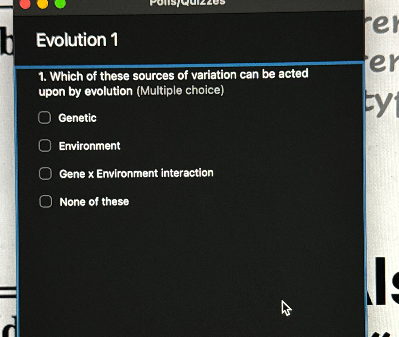 Solved Evolution 1Which of these sources of variation can be | Chegg.com