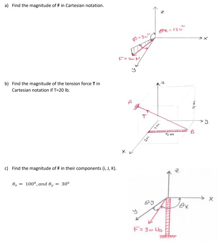 Solved a) Find the magnitude of F in Cartesian | Chegg.com