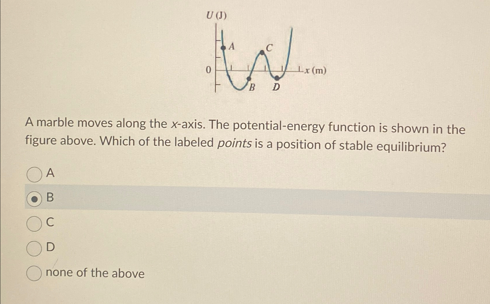 Solved A marble moves along the x-axis. The potential-energy | Chegg.com