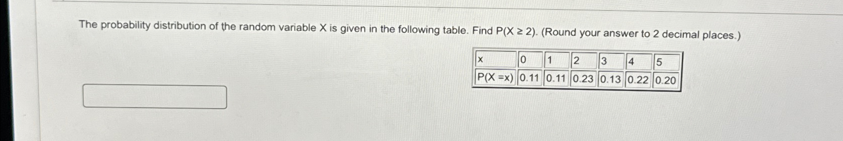 Solved The probability distribution of the random variable x | Chegg.com