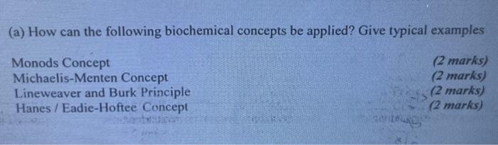 Solved (a) How can the following biochemical concepts be | Chegg.com
