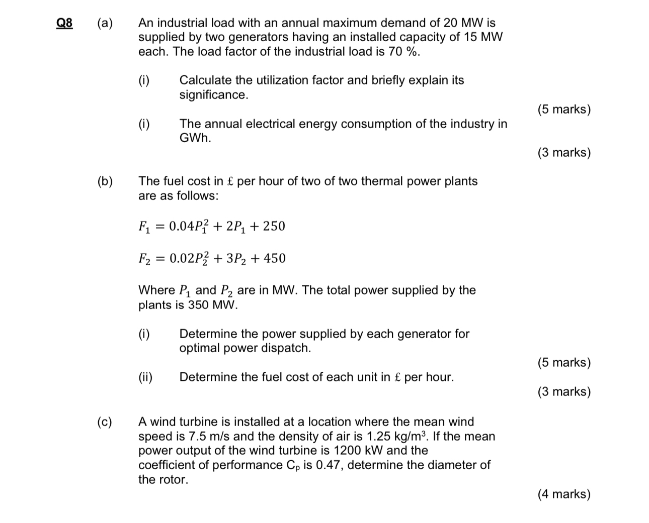 Solved Q8 (a) ﻿An industrial load with an annual maximum | Chegg.com